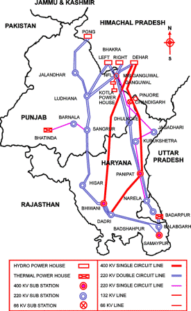 Bhakra Nangal Dam Map